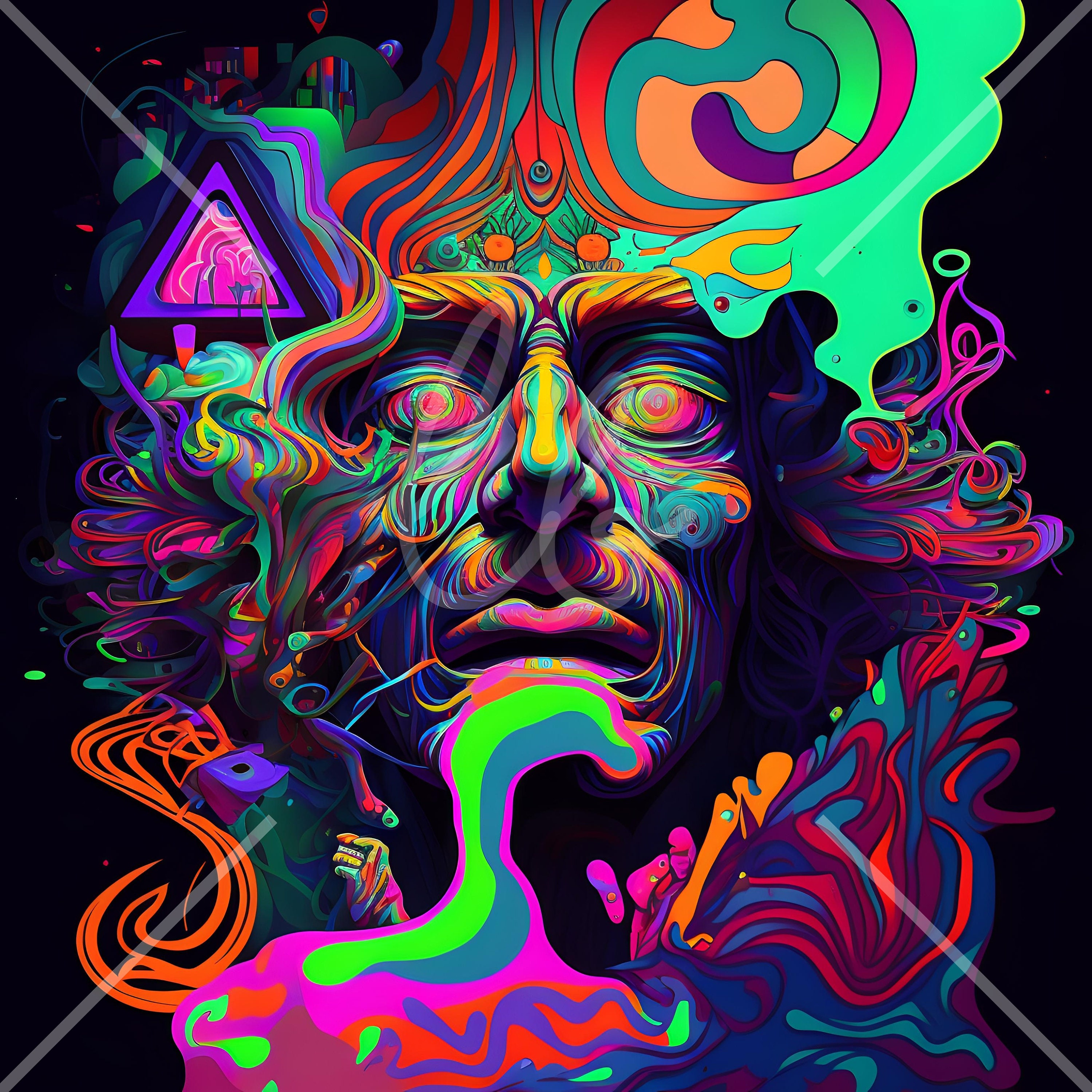 3 Trippy Psychedelic Neon Digital Image Files - Etsy