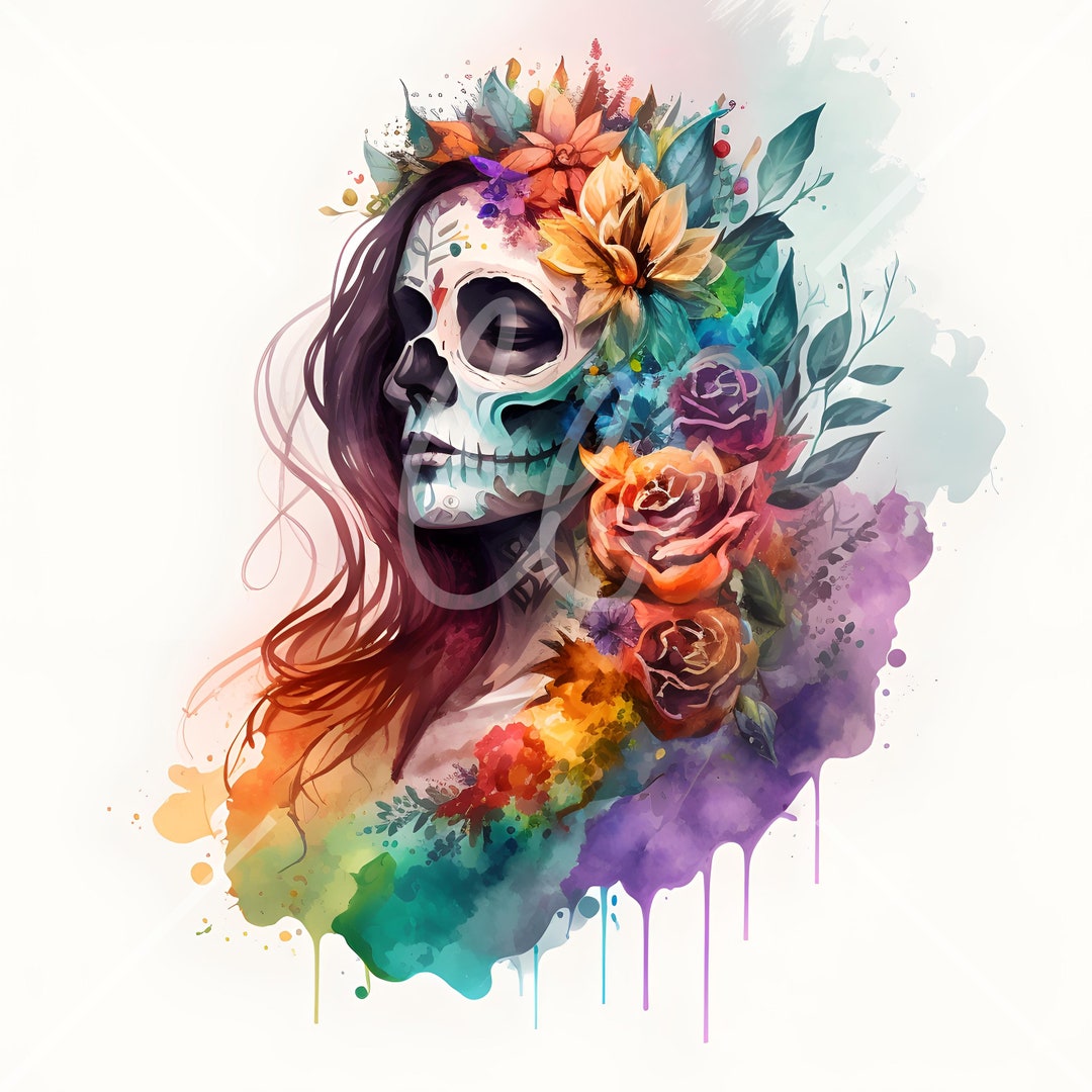 4 Watercolor Day of the Dead Catrina Digital Image Files - Etsy