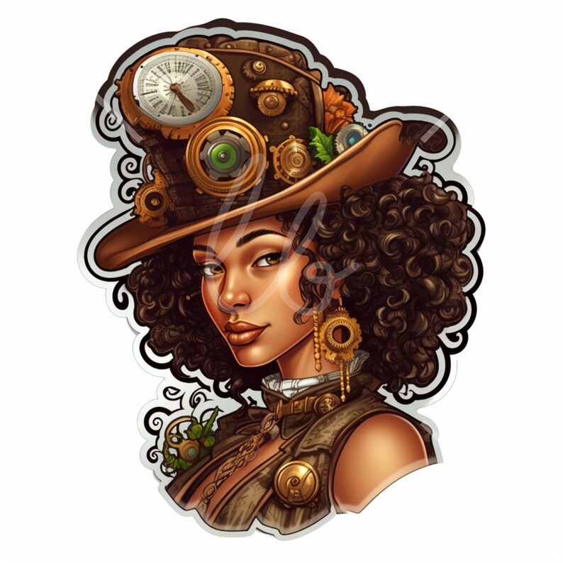 4 Beautiful African American Steampunk Lady Stickers - Etsy