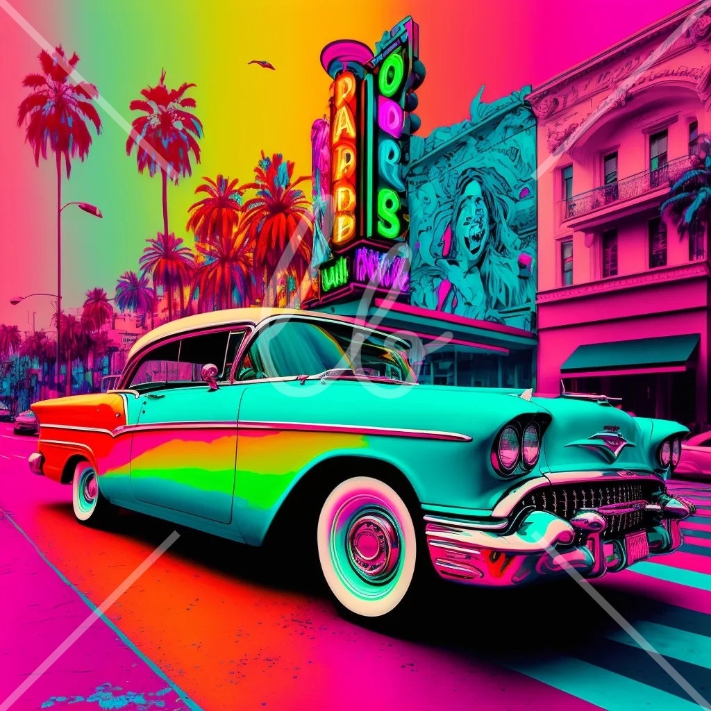 3 Classic Car 80s Themed Digital Image Files - Etsy