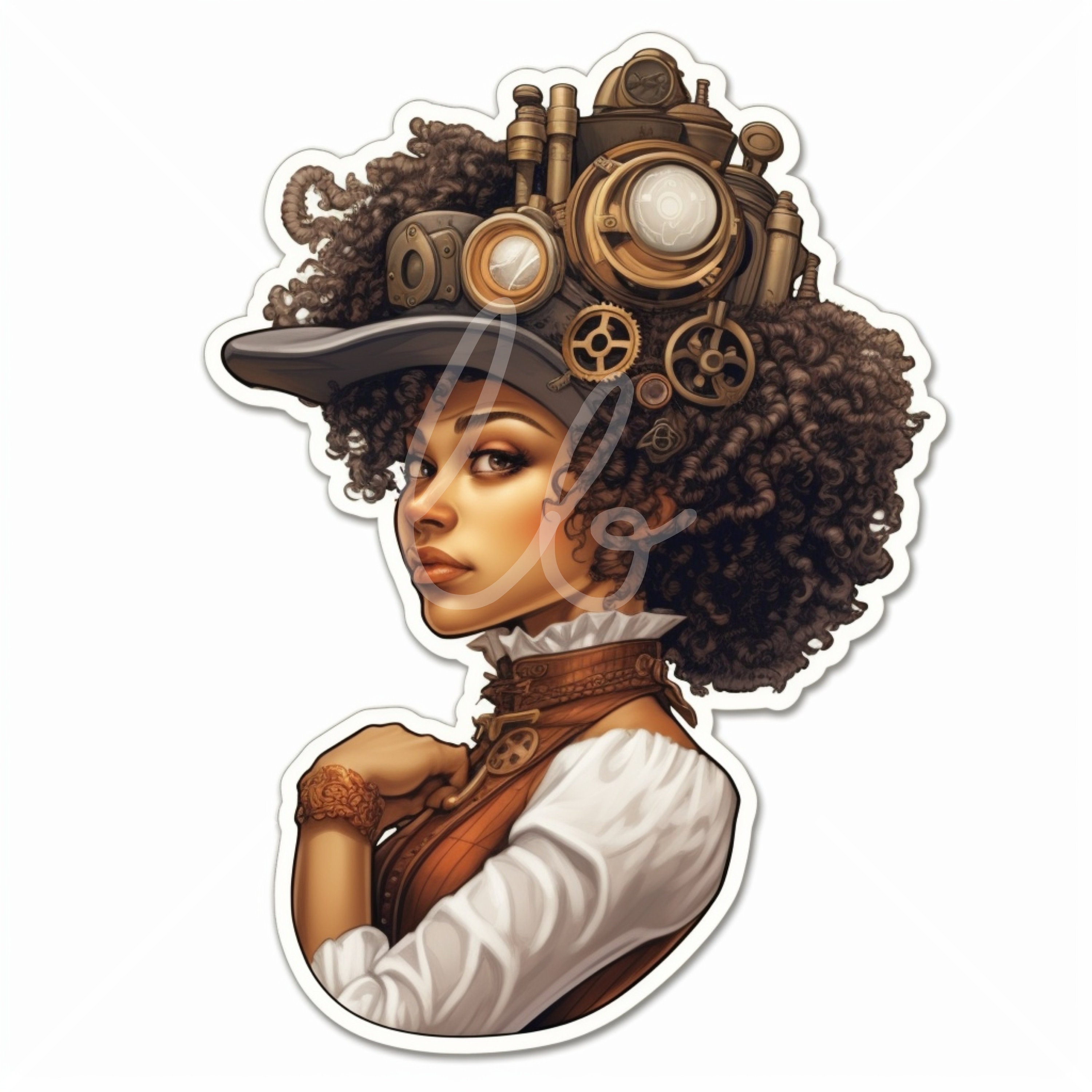 4 Beautiful African American Steampunk Lady Stickers - Etsy