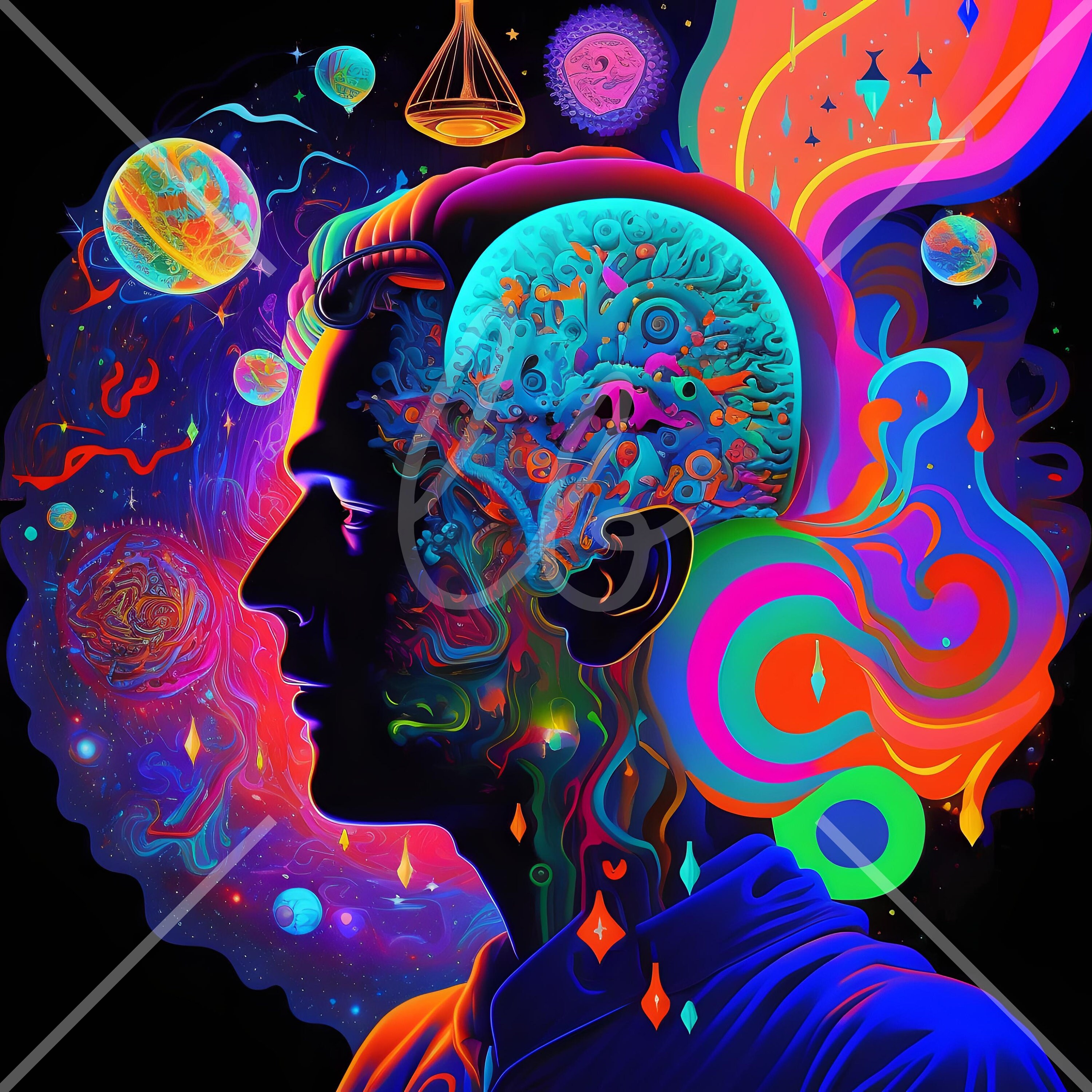 3 Trippy Psychedelic Neon Digital Image Files - Etsy