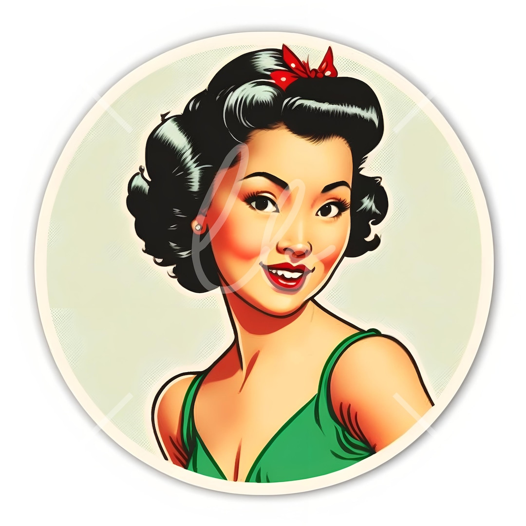 2 Beautiful Asian Pin up Girl Stickers - Etsy