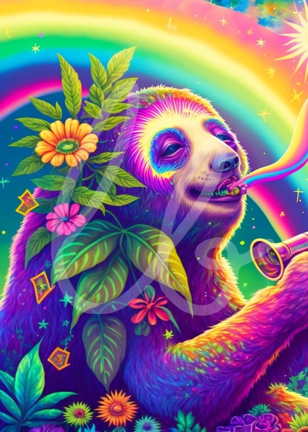 5 Psychedelic Stoned Sloth Digital Image Files - Etsy
