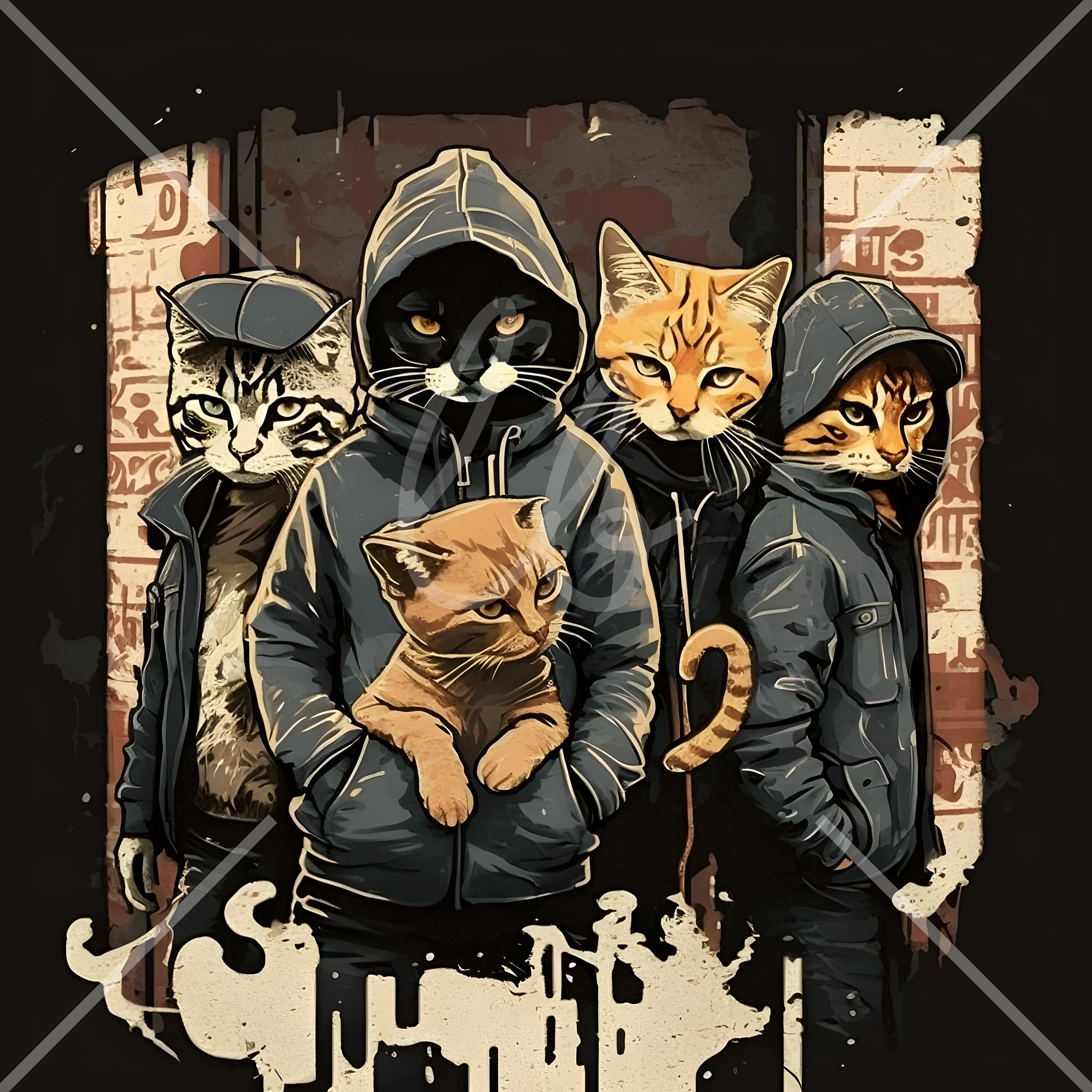 4 Thug Life Cat Gang Digital Image Files - Etsy