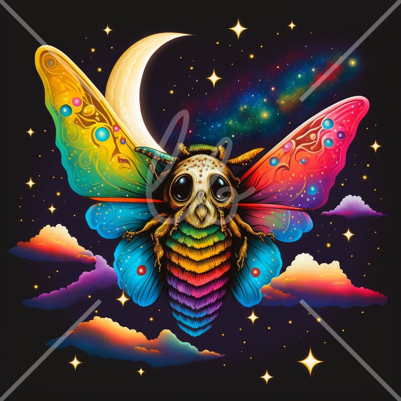 3 Rainbow Death Head Moths Digital Image Files - Etsy