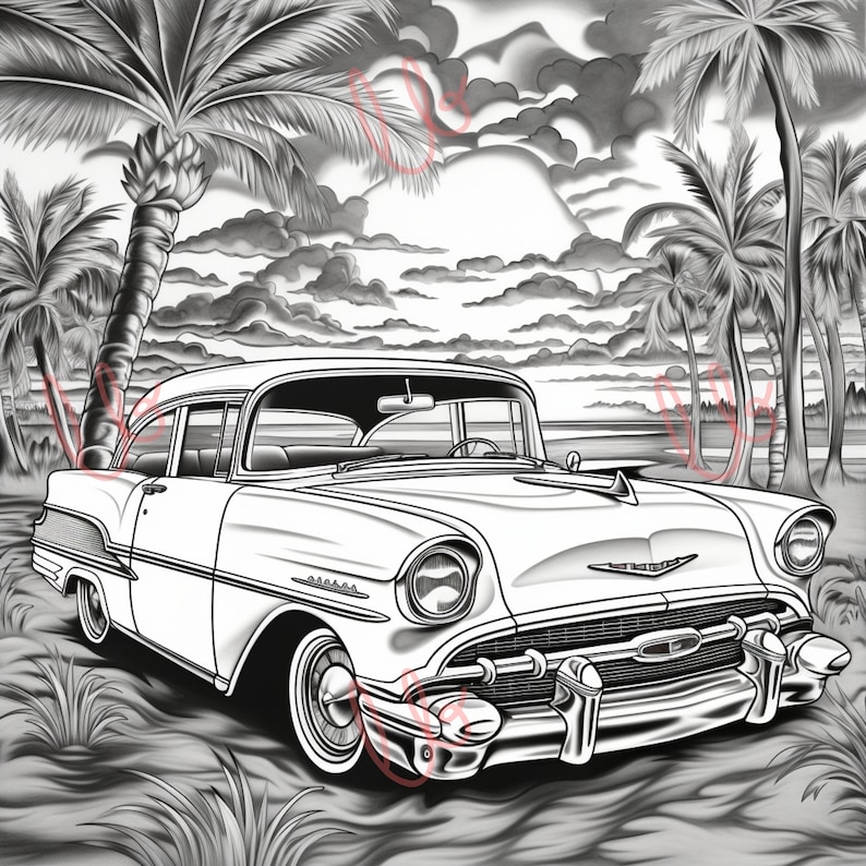 5 Classic Car Coloring Pages (Download Now) - Etsy