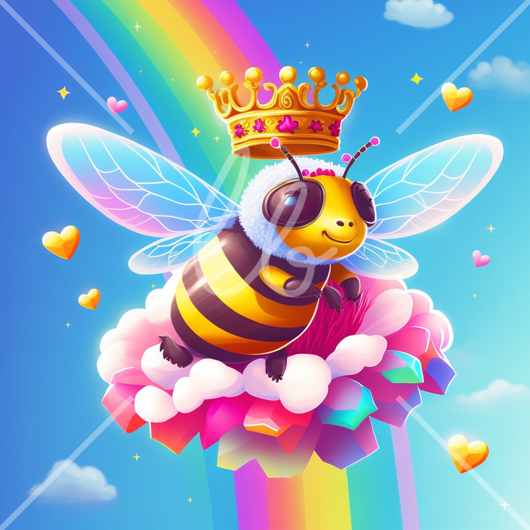 4 Cute Bumblebee Honey Bee With Crown Digital Image Files - Etsy