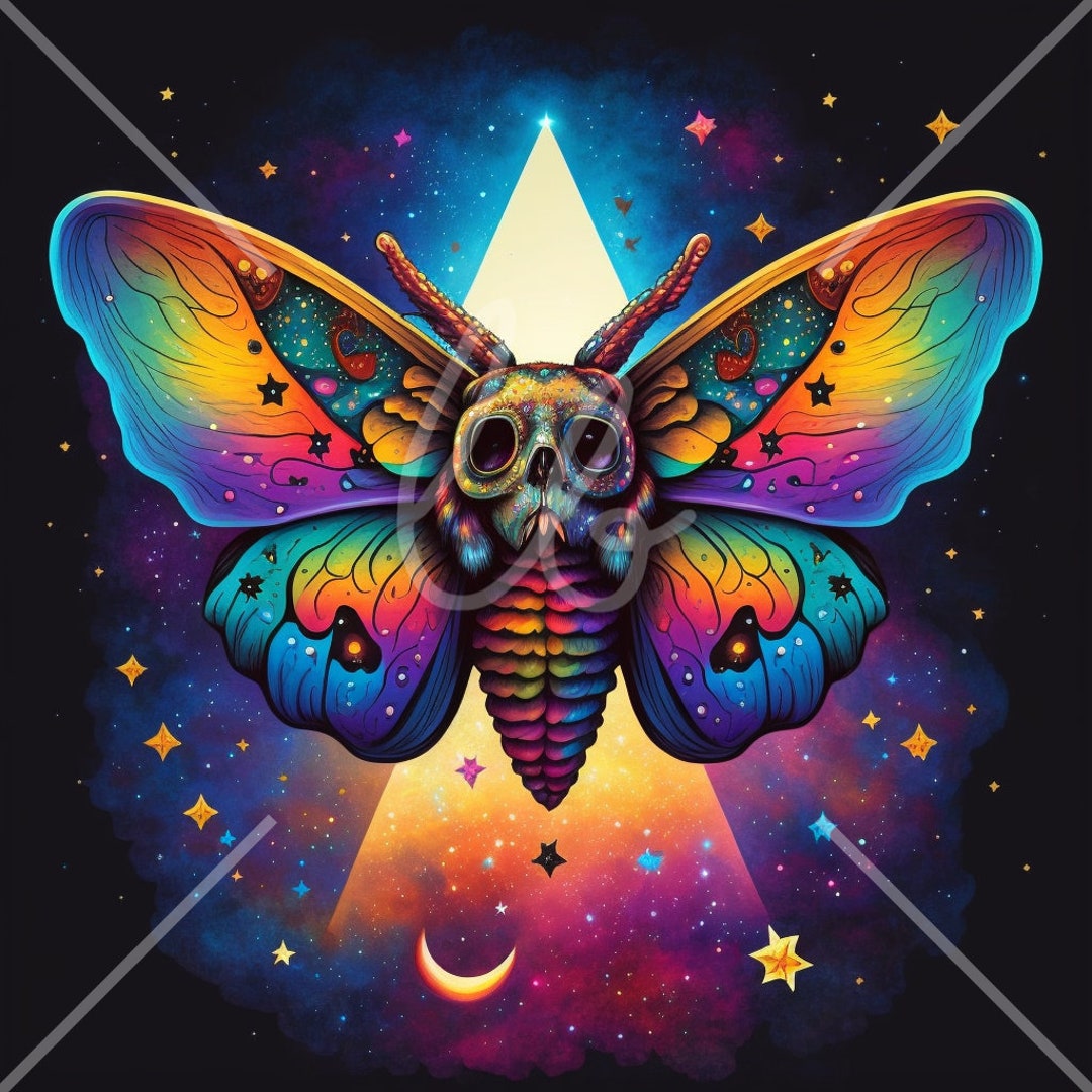 3 Rainbow Death Head Moths Digital Image Files - Etsy