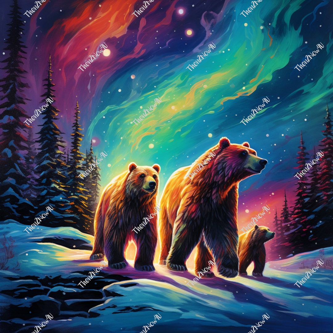 4 Northern Lights Bear Digital Image Files - Etsy