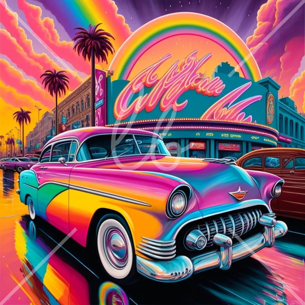 3 Classic Car 80s Themed Digital Image Files - Etsy