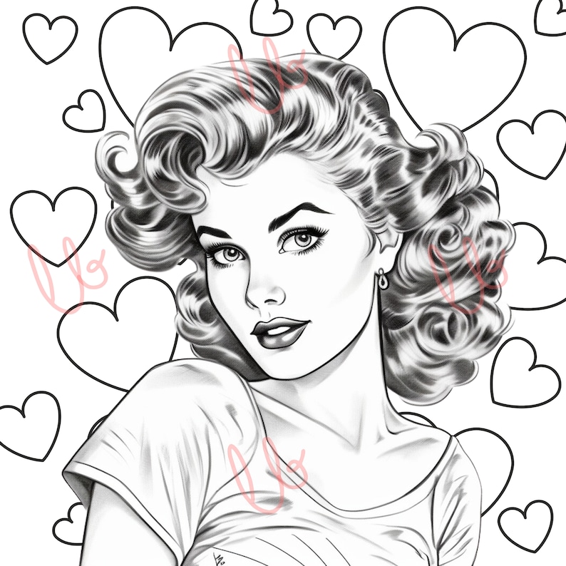 5 Pin-up Girl Coloring Pages - Etsy