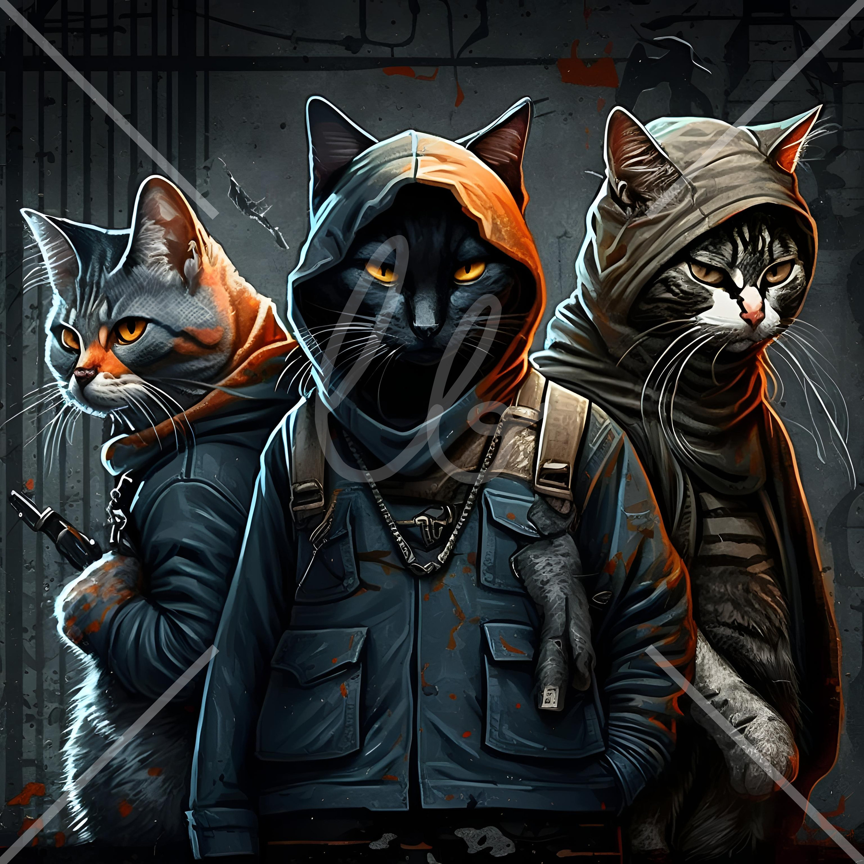 4 Thug Life Cat Gang Digital Image Files - Etsy