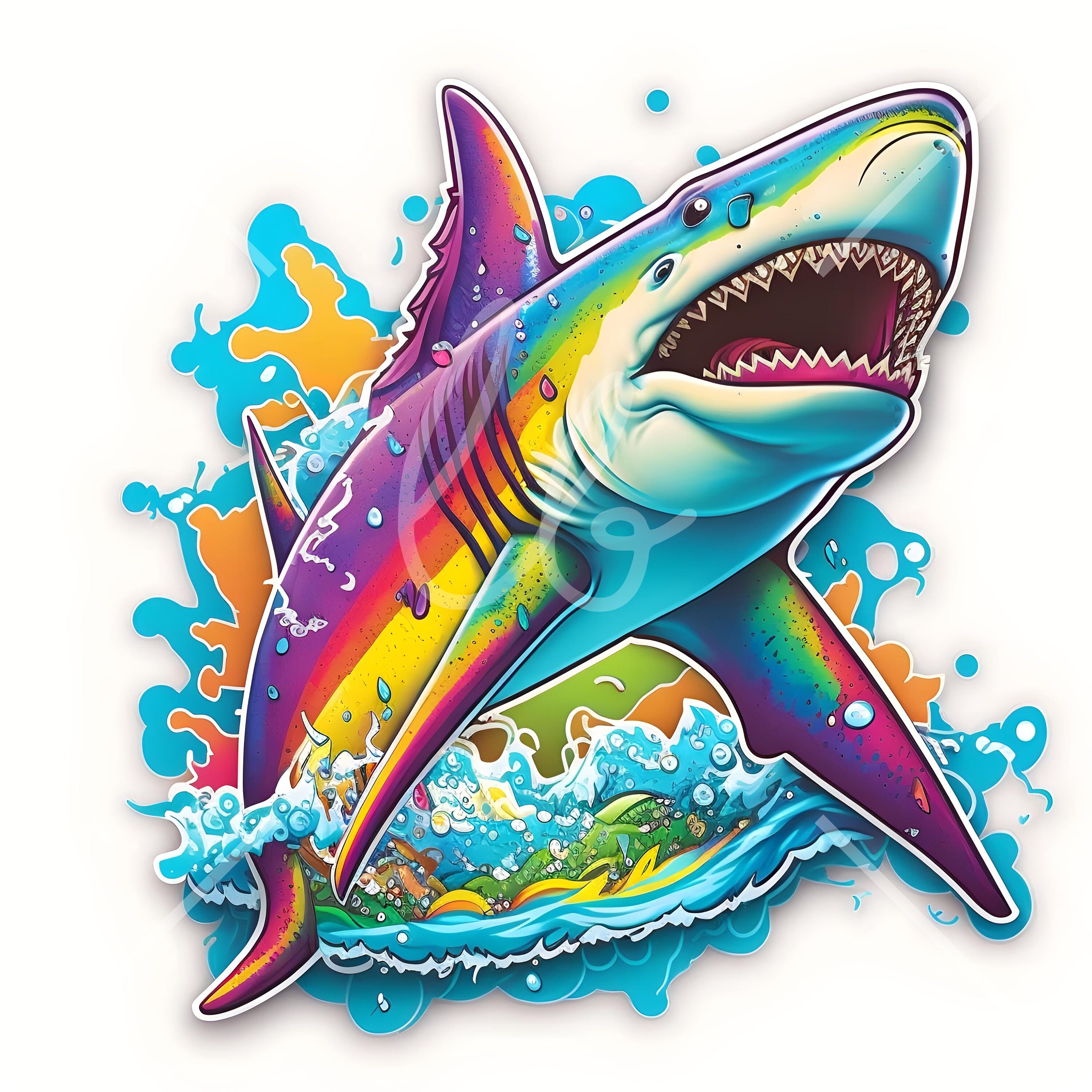 2 Great White Shark Stickers - Etsy