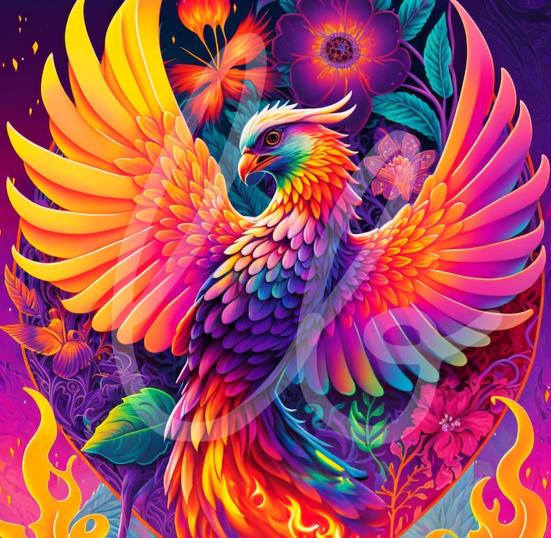 4 Colorful Rising Phoenix Digital Files - Etsy