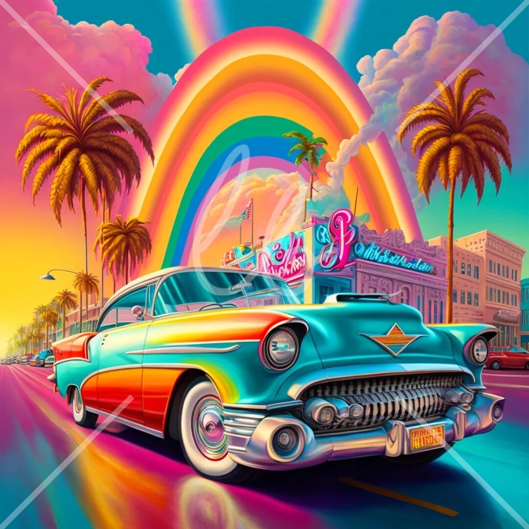 3 Classic Car 80s Themed Digital Image Files - Etsy