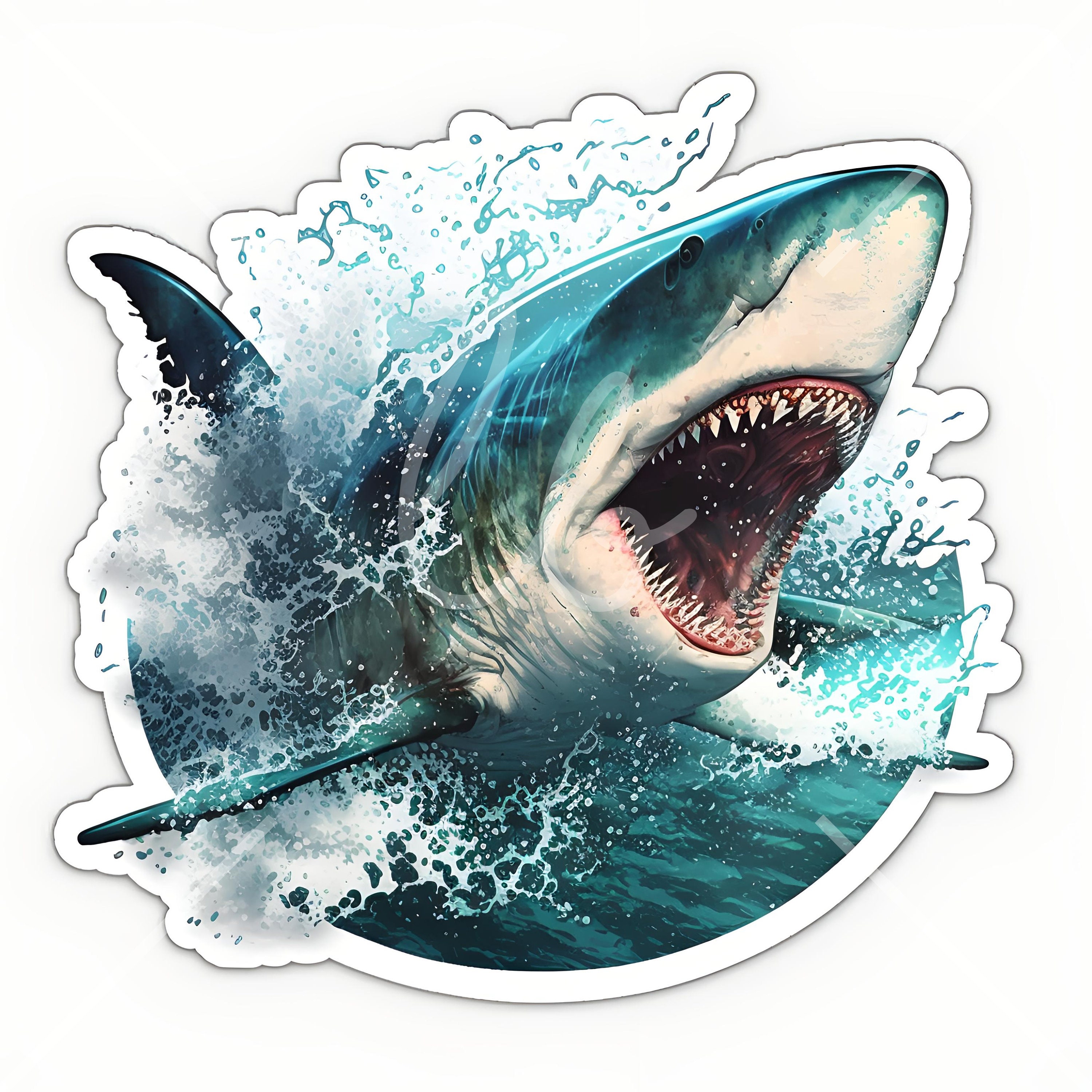 2 Great White Shark Stickers - Etsy