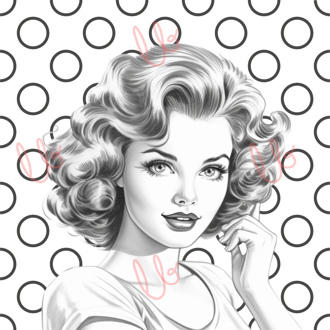 5 Pin-up Girl Coloring Pages - Etsy