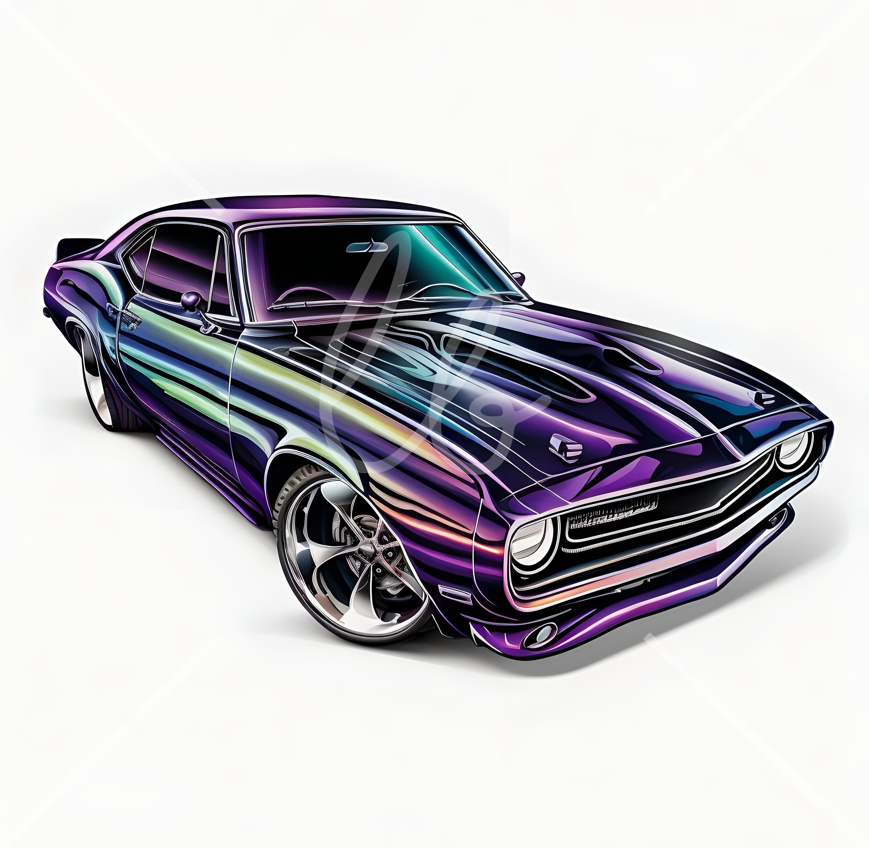 3 Purple Iridescent Muscle Car Stickers - Etsy