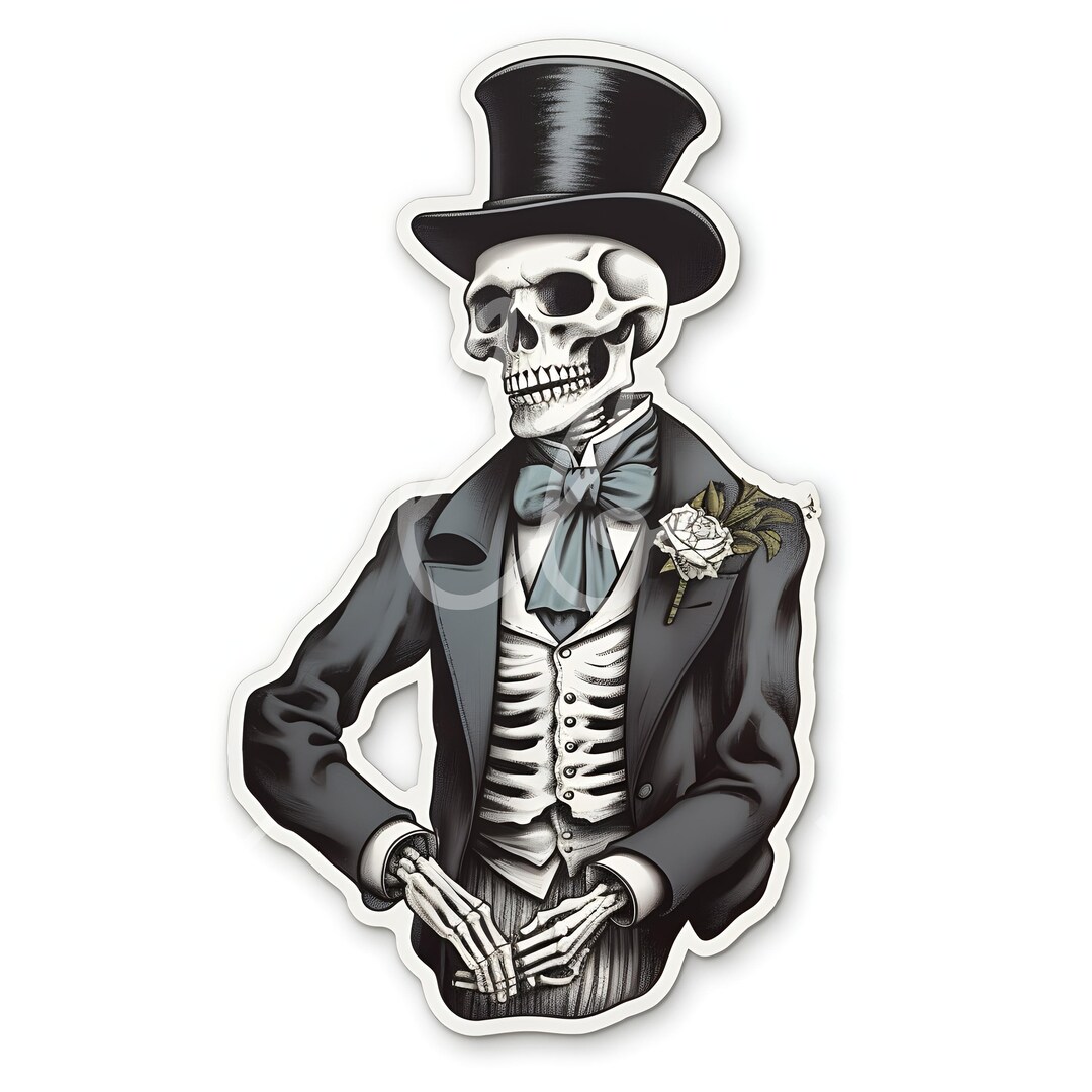 5 Skeleton and Top Hat Stickers - Etsy
