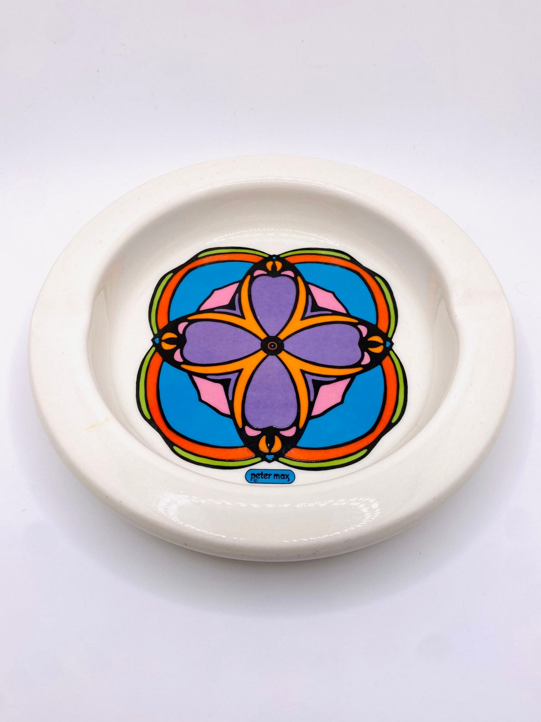 Vintage Peter Max Psychedelic Ceramic Ashtray Trinket Dish Vide Poche ...