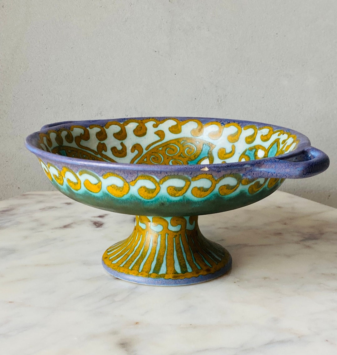 Fine & Rare Antique Zuid-holland Gouda Holland Ceramic Footed Pedestal ...