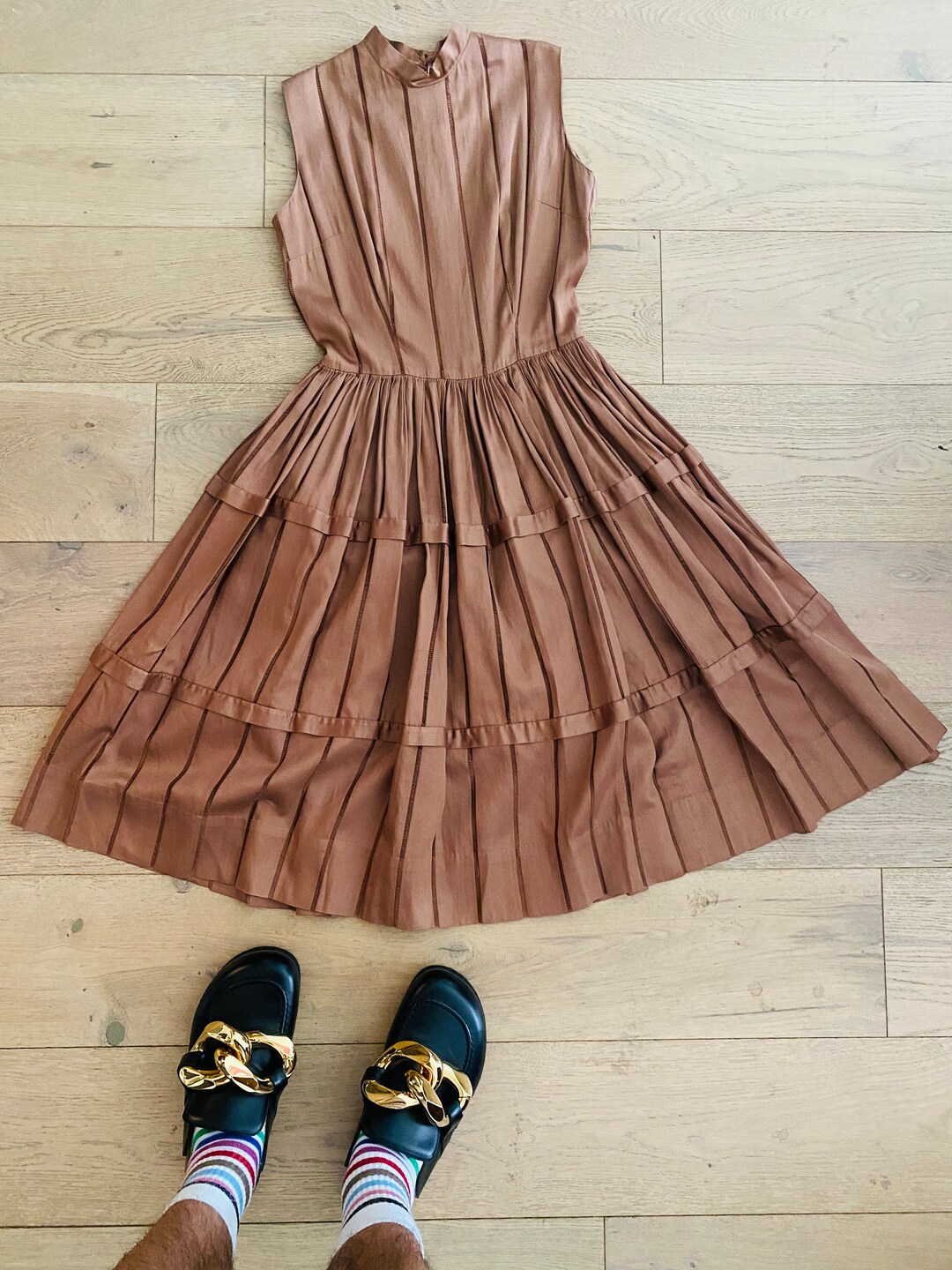 Rare Vintage Trudy Hall Jr. Summer Dress 50’s Paneled Fagotting Detail ...