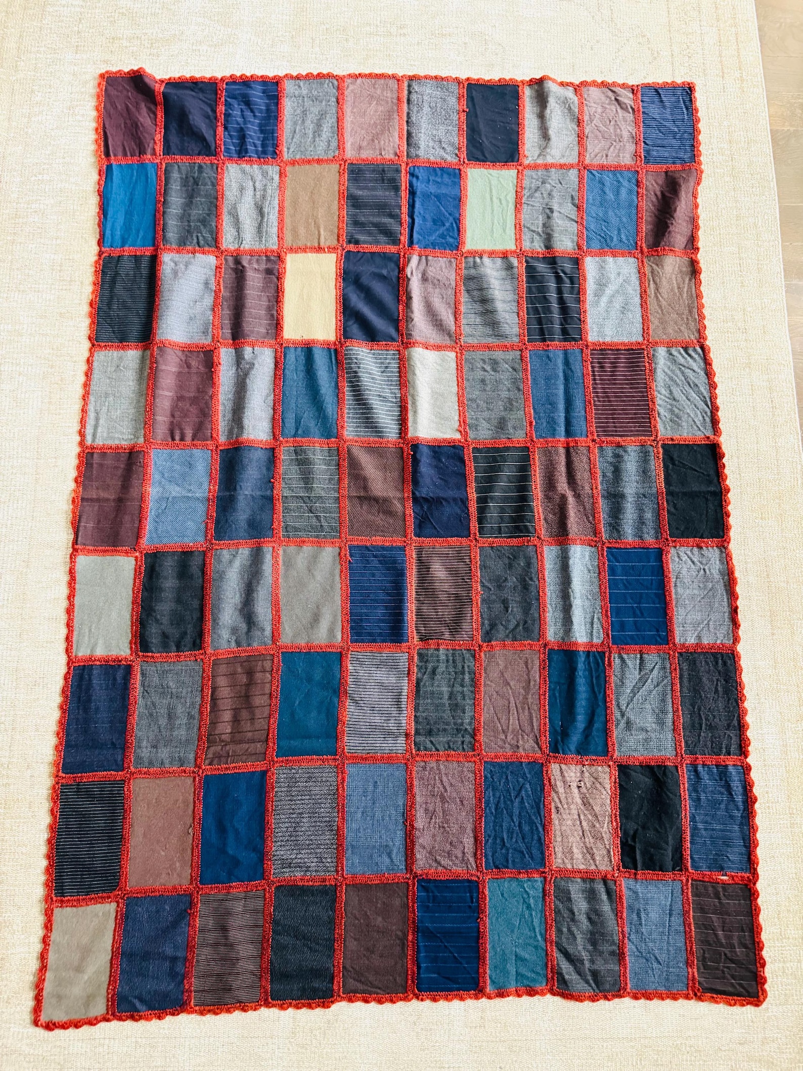 Vintage / Antique Wool Men’s Suit Patch Patchwork Crochet Embroiderd ...