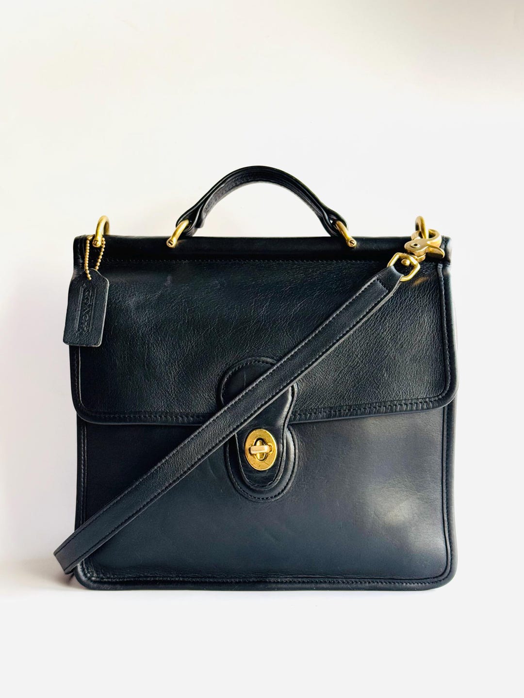 Vintage Coach Classic Willis 9927 Top Handle Black Leather Bag ...