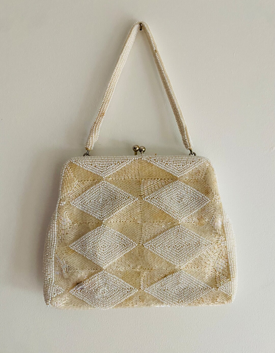 Vintage White Joseph Magnin Richere Beaded Purse Made in Japan White ...