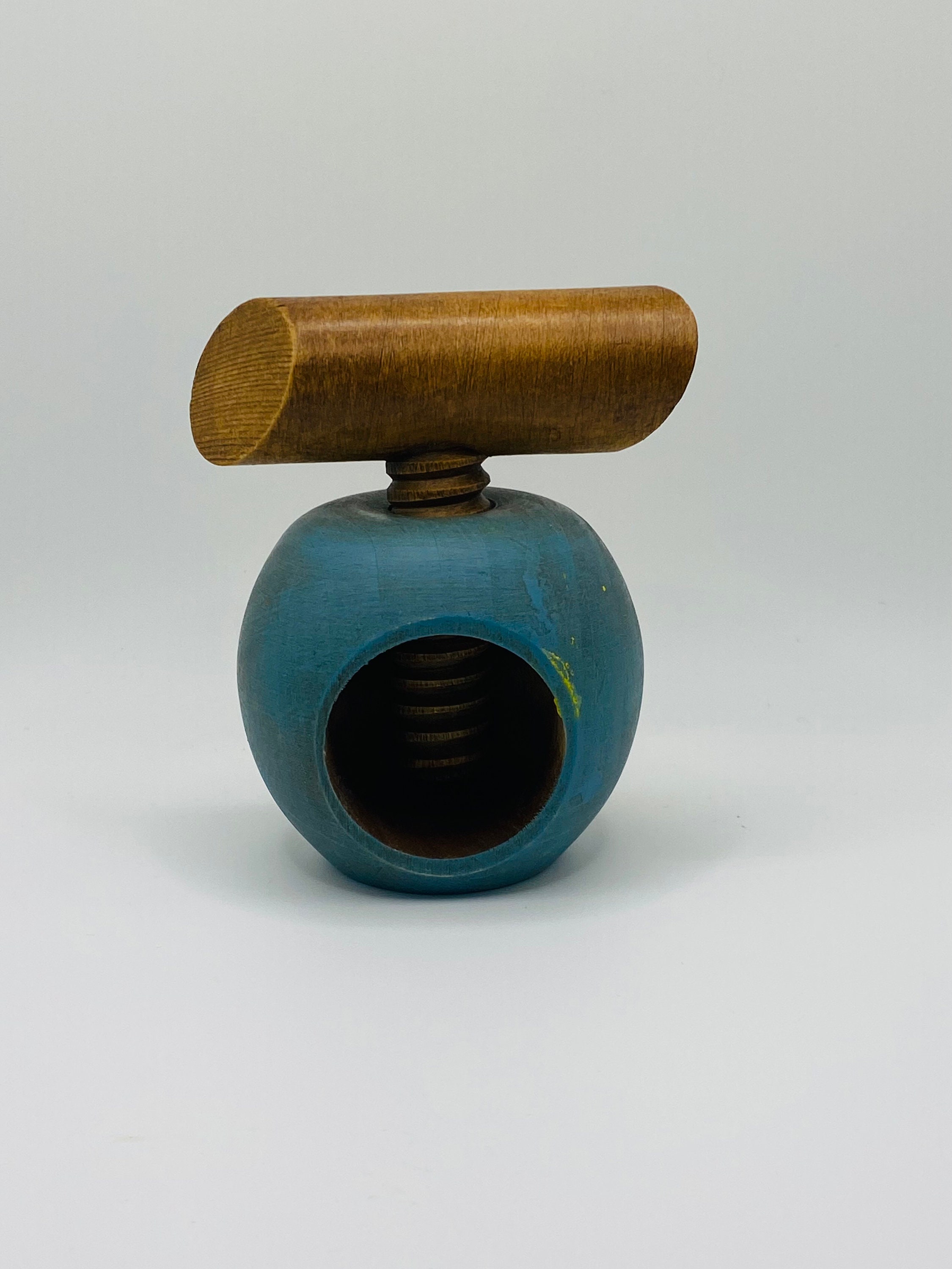 Vintage Carved Wood Screw Nutcracker Hand Painted Folk Art - Etsy