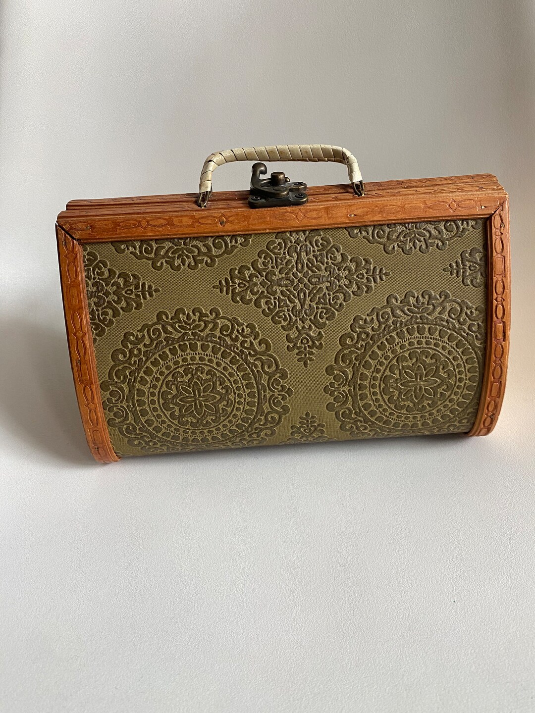 Vintage Wood Box Purse Tooled Effect - Etsy
