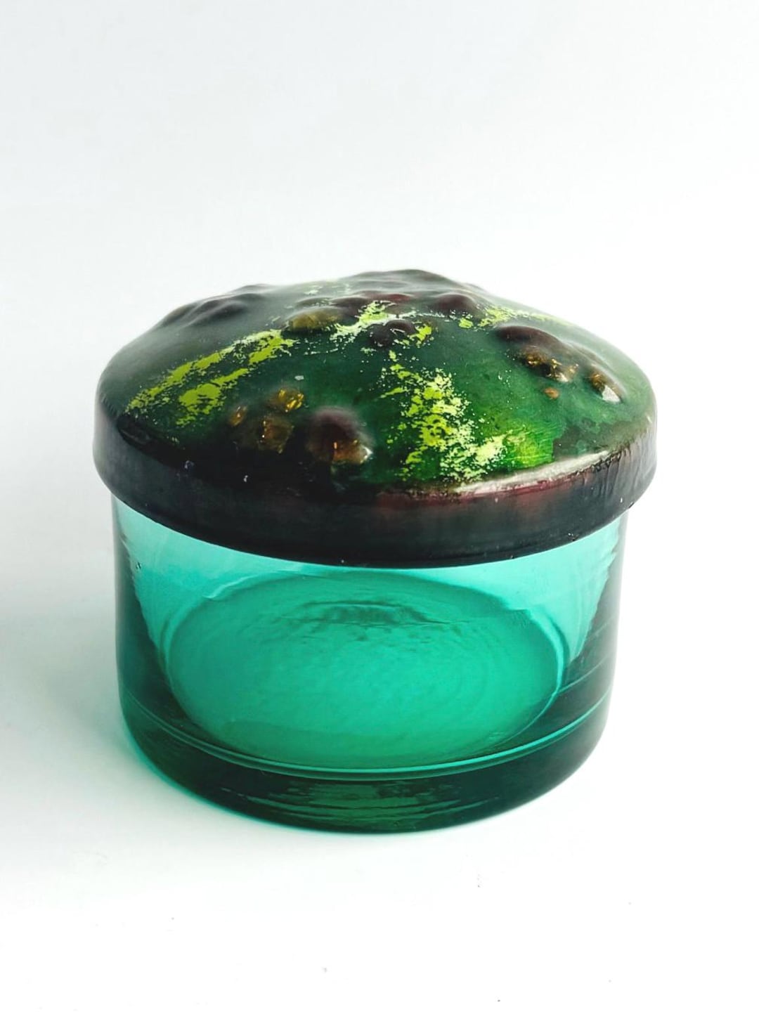 Vintage Glass and Enamel Lidded Jar Decorative Vessel - Etsy