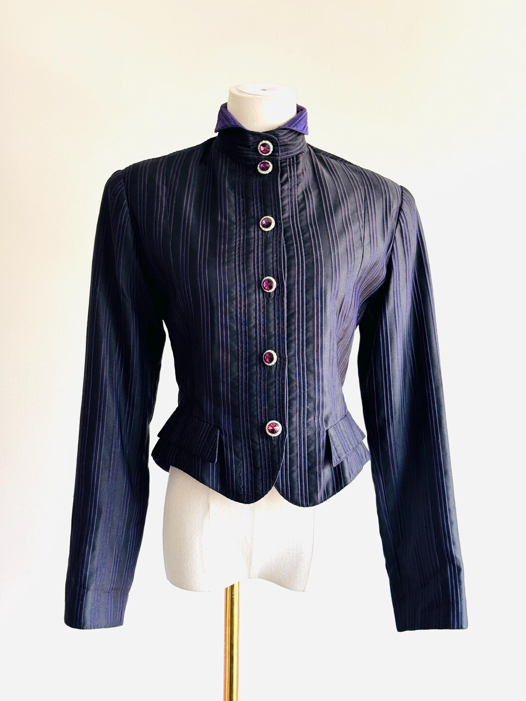 Vintage Geoffrey Beene Silk Evening Jacket With Purple Pintucked ...