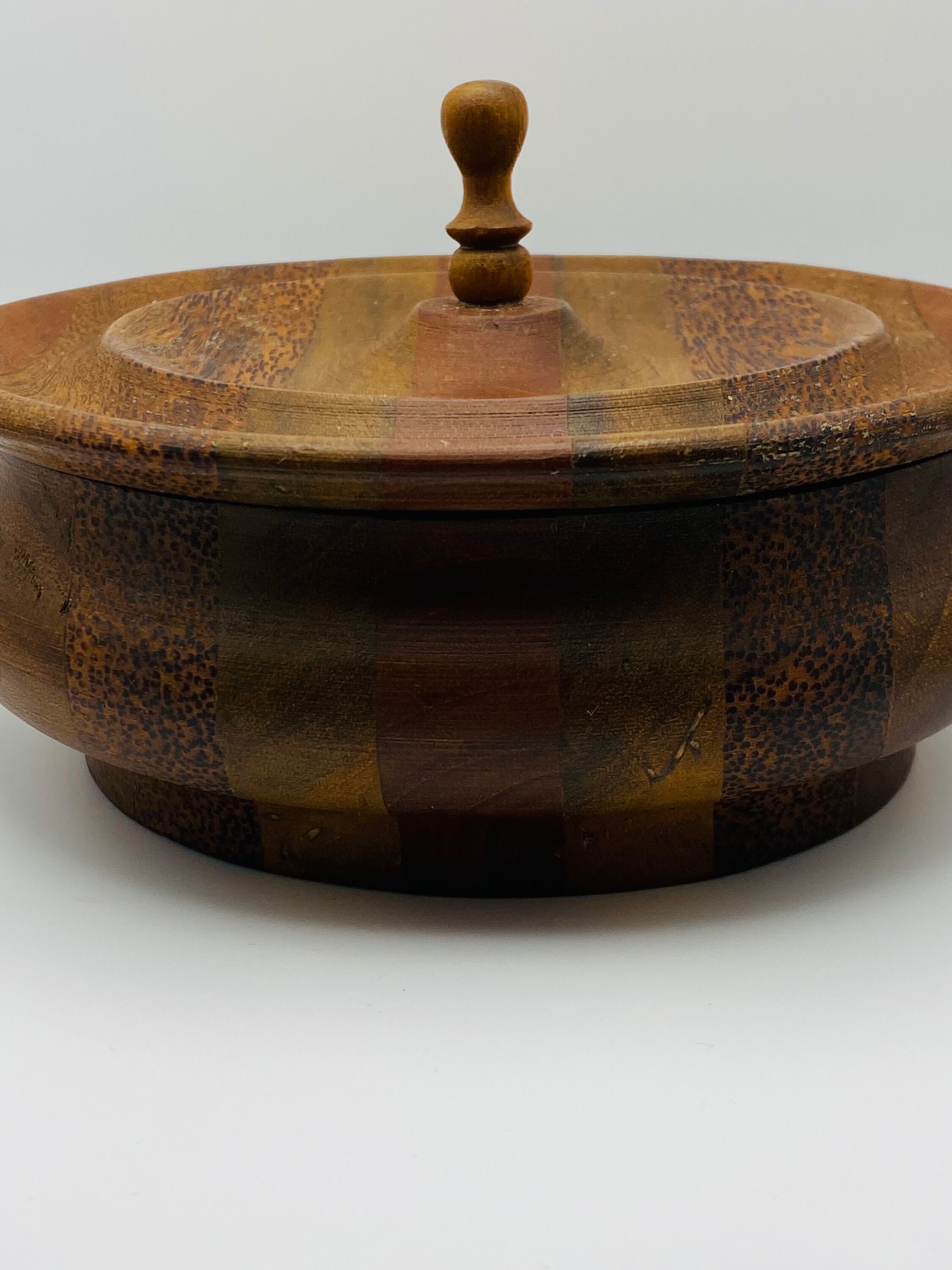 Vintage Segmented Turned Wood Bowl With Lid Box - Etsy