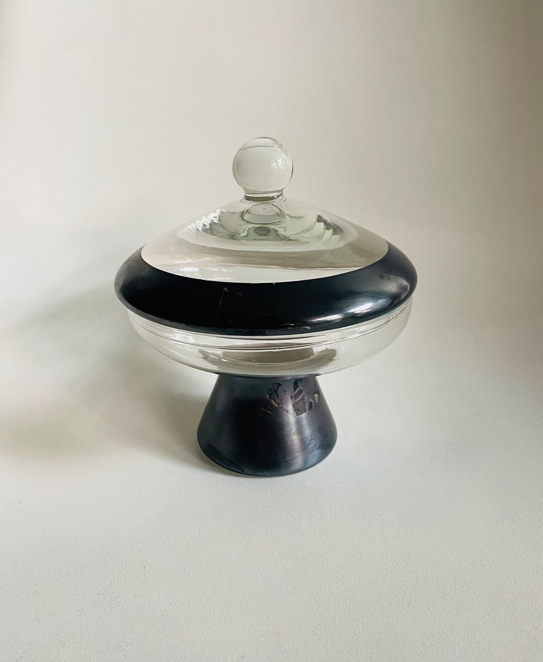 MCM Dorothy Thorpe Glass Footed Silver Banded Candy Dish - Etsy