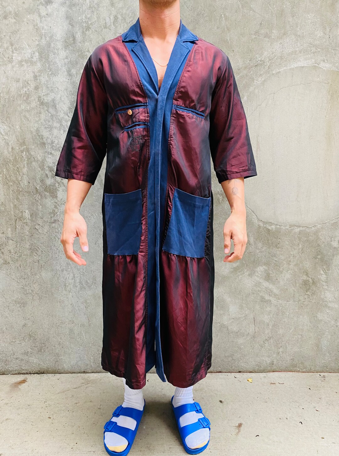 Rare Vintage Jean Paul Gaultier Duster Robe: Iridescent With Blue Trim ...