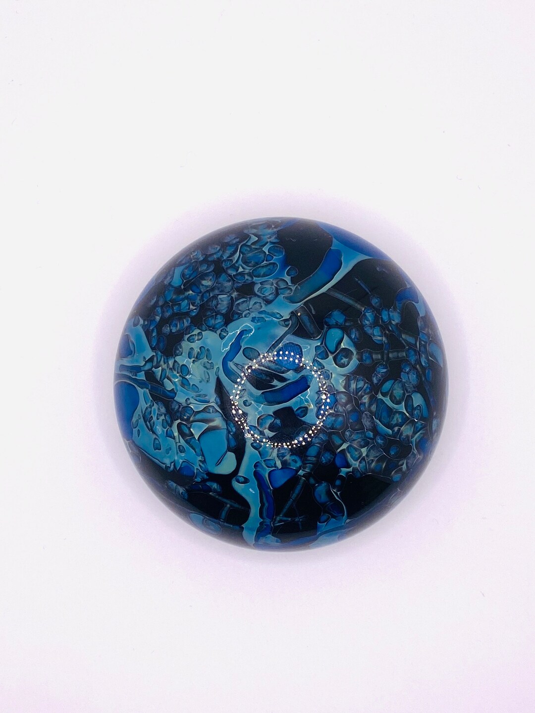 Vintage Carlson Art Glass by Don Richardson Deep Marbled Blue ...