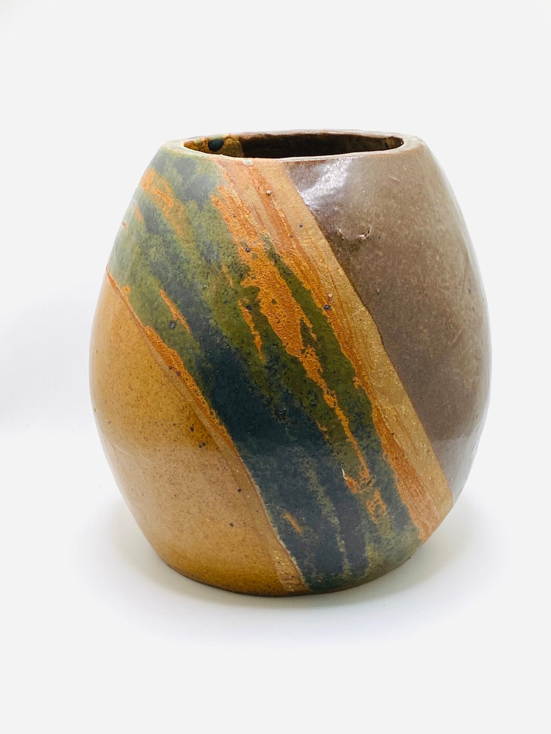 Vintage Ovoid Studio Pottery Ceramic Brown Glaze Vase - Etsy