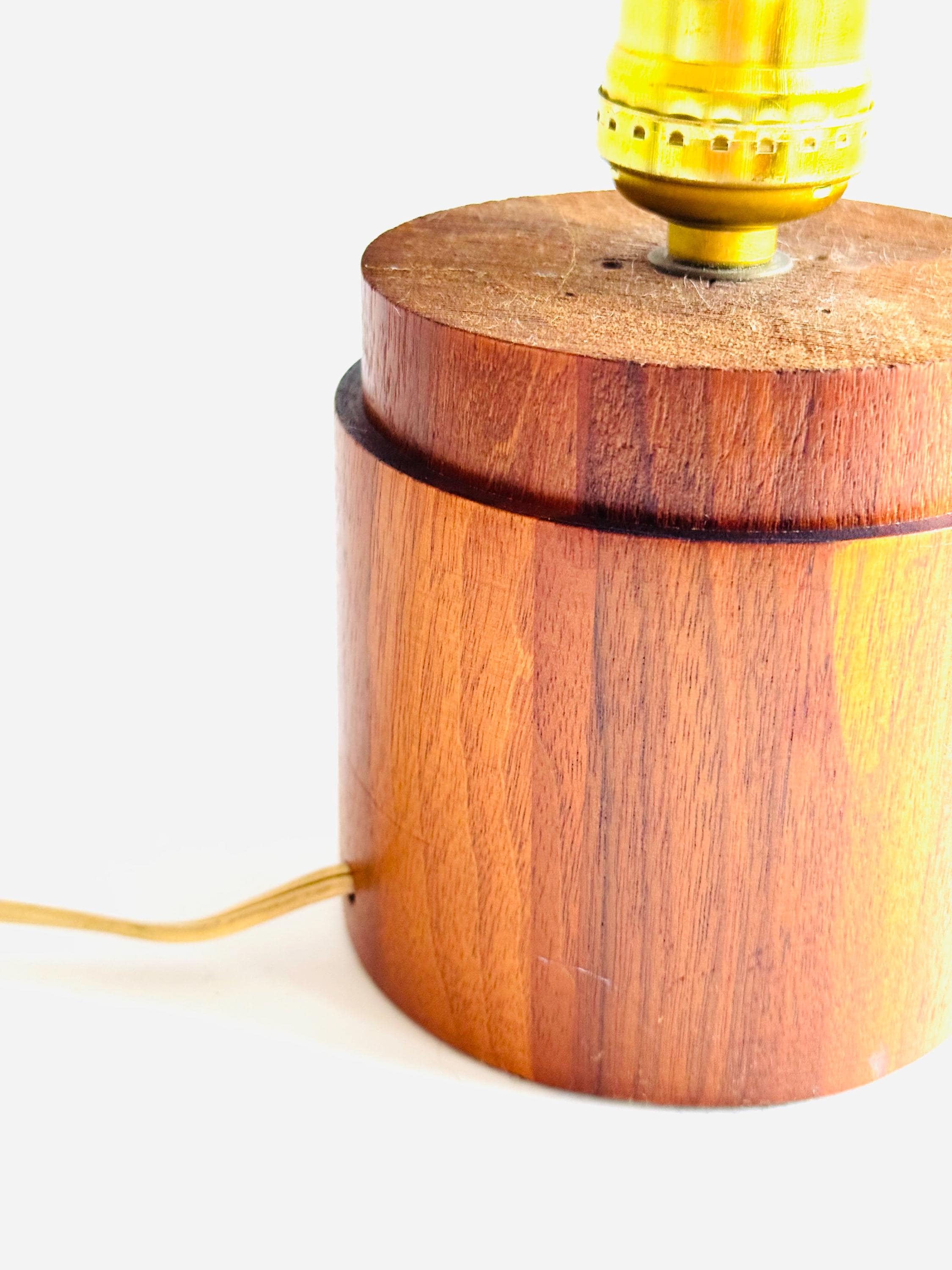 Vintage MCM Turned Wood Cylinder Lamp Base Leviton Hardware ...