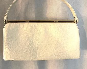 Vintage Rosart Faux Ostrich Came Accents Small Purse, Cream Beige ...