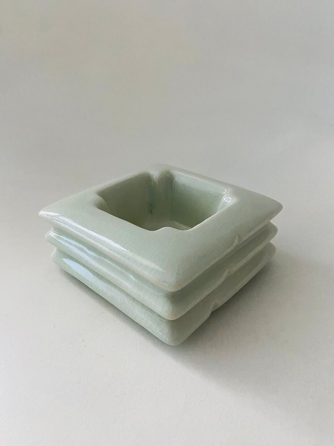 Vintage Michael Lambert Sage Green Ceramic Dish Ashtray Candle Holder ...