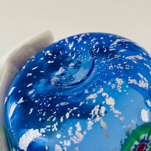 Postmodern Blue Handblown Glass Bowl With Murrini / Millefiore and ...