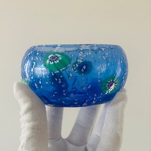 Postmodern Blue Handblown Glass Bowl With Murrini / Millefiore and ...