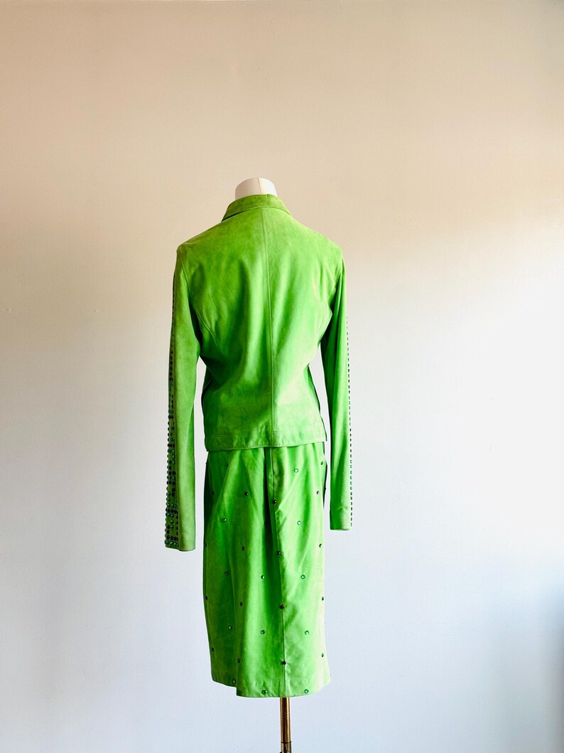 Vintage Gianni Versace Green Suede & Swarovski Crystal Embellished ...