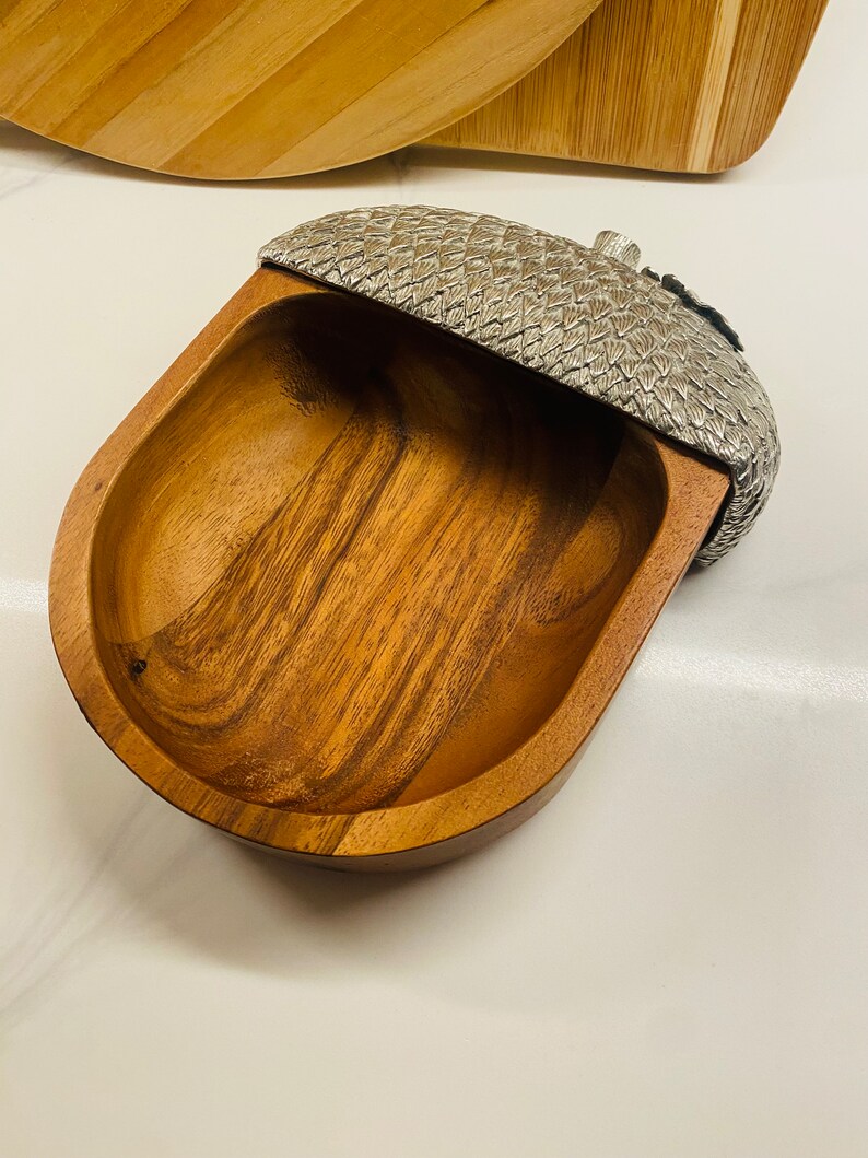 Vagabond House Acorn Wood and Pewter Nut Bowl Dish - Etsy