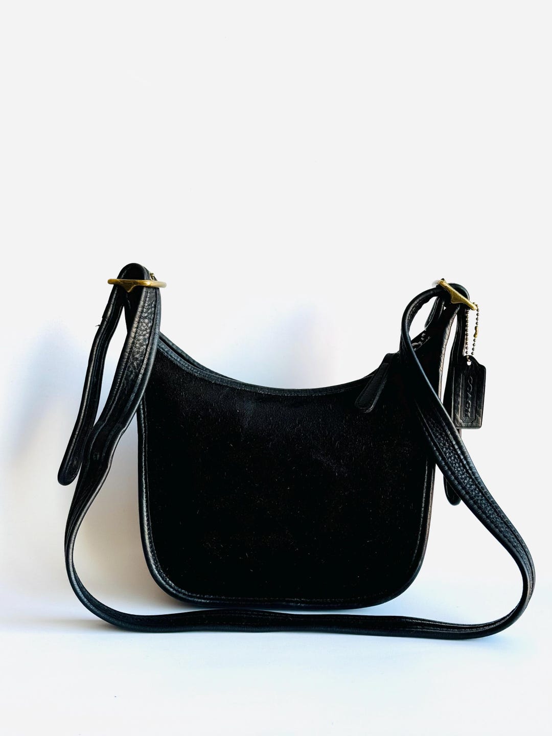 Vintage Black Suede Coach Janice Bag in Berkeley Suede and Pebbled ...