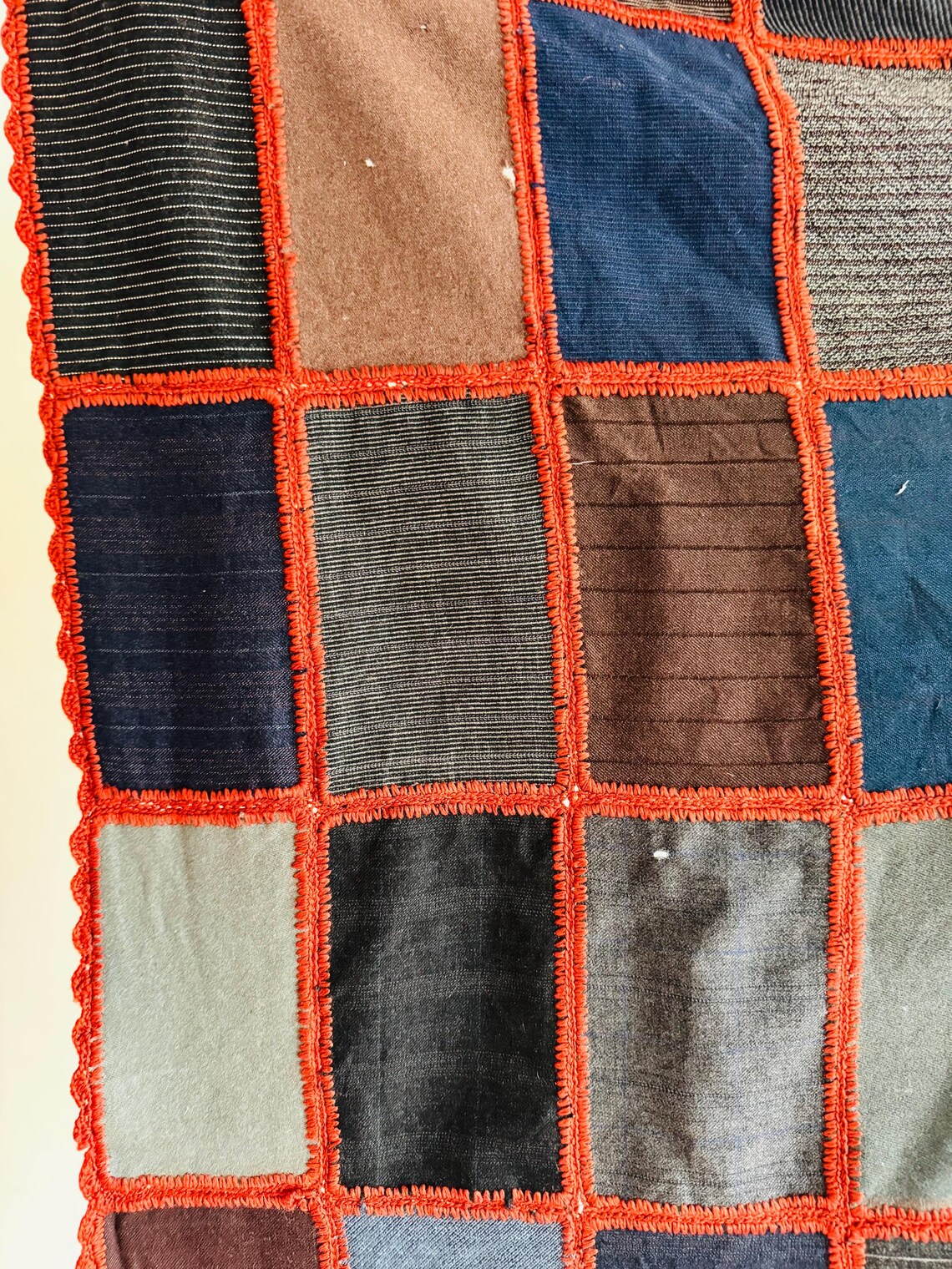 Vintage / Antique Wool Men’s Suit Patch Patchwork Crochet Embroiderd ...