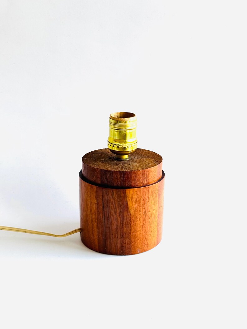 Vintage MCM Turned Wood Cylinder Lamp Base Leviton Hardware ...