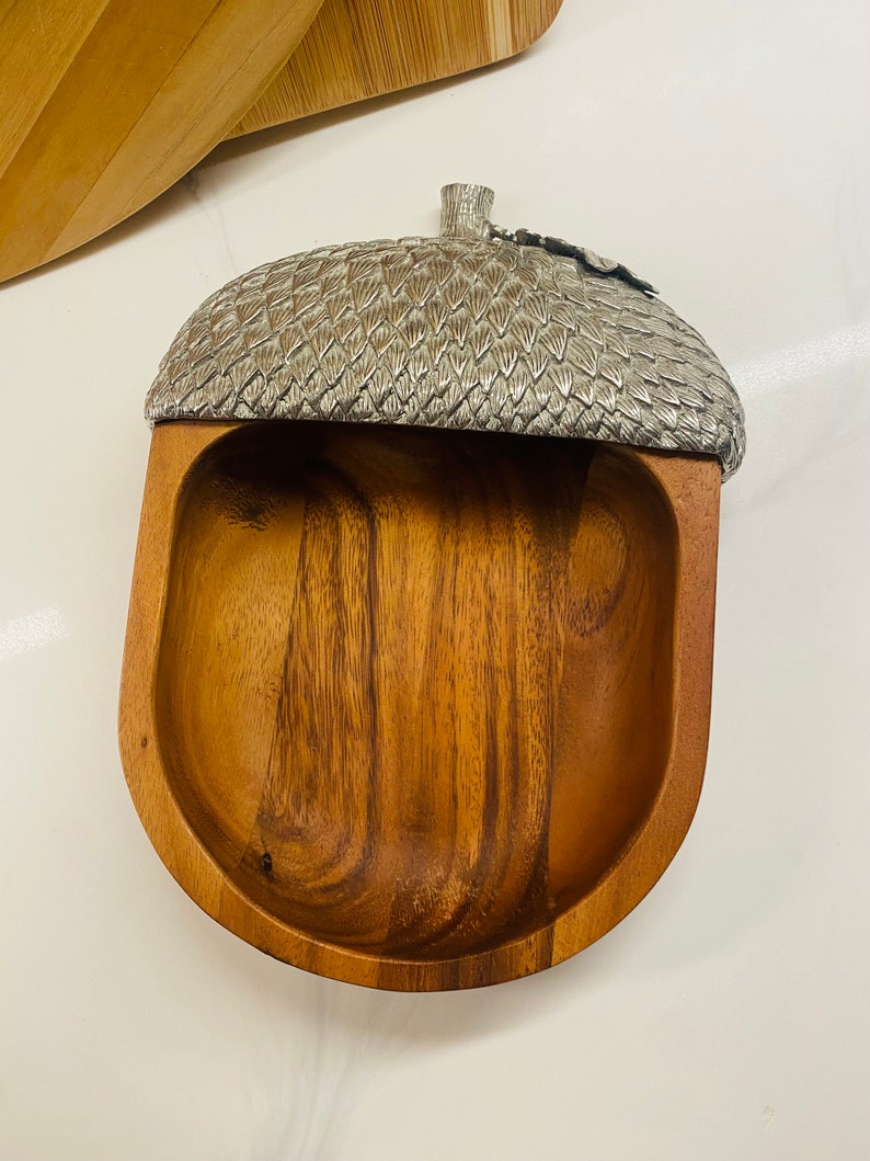 Vagabond House Acorn Wood and Pewter Nut Bowl Dish - Etsy